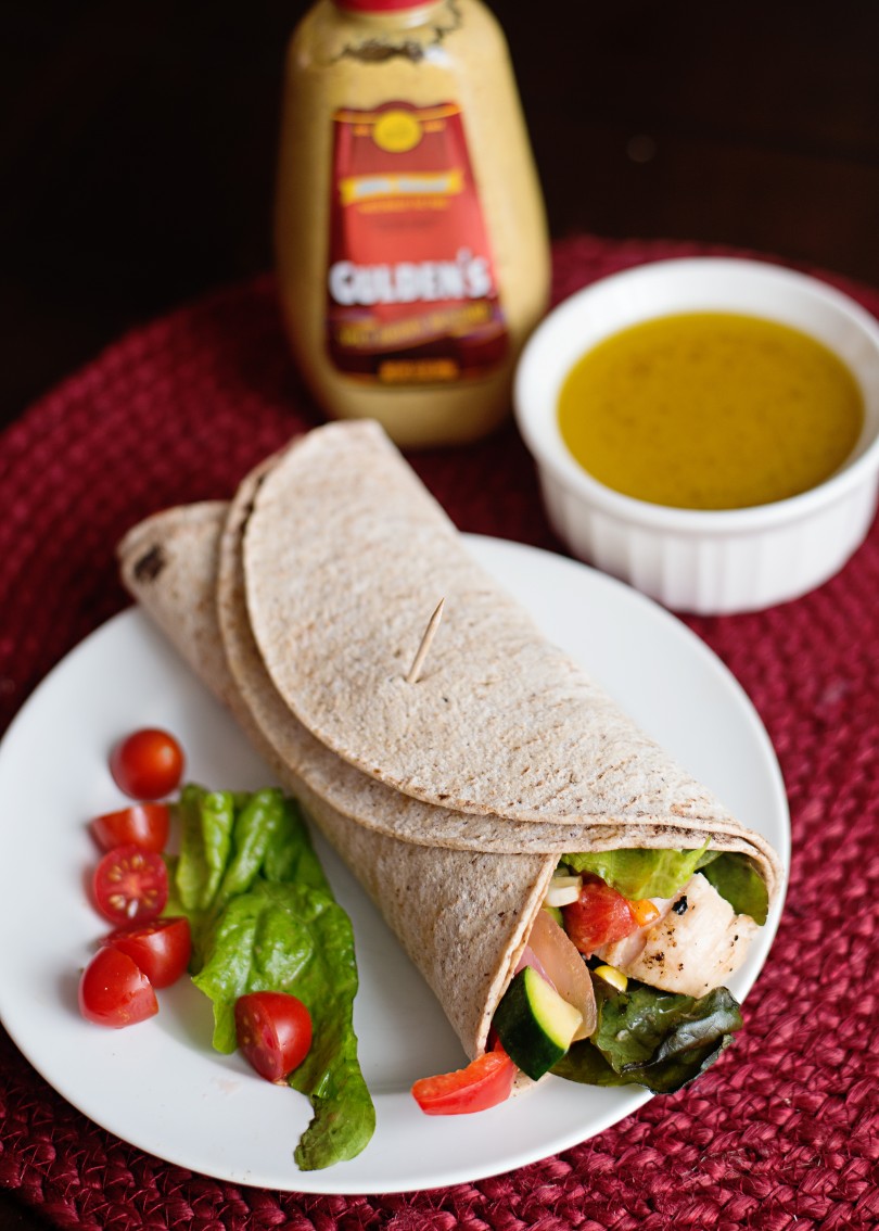 Roasted Vegetable & Grilled Chicken Salad Wrap